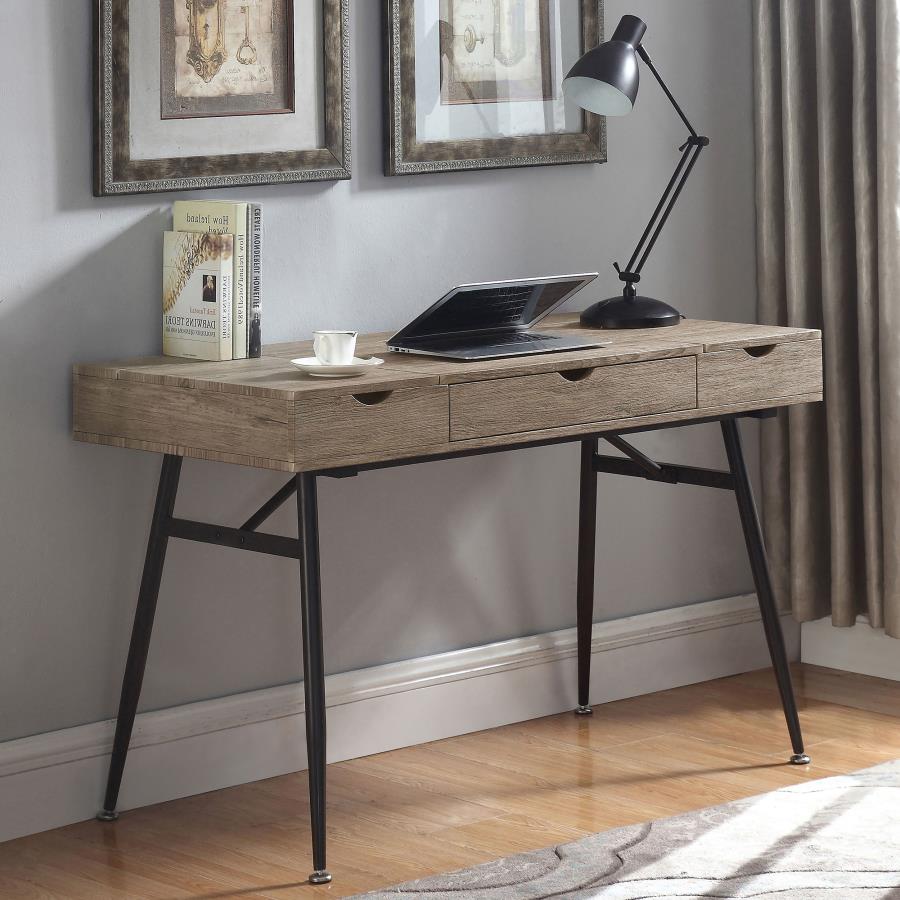 Rafael 1-drawer Writing Desk Rustic Driftwood – Caprice Furniture