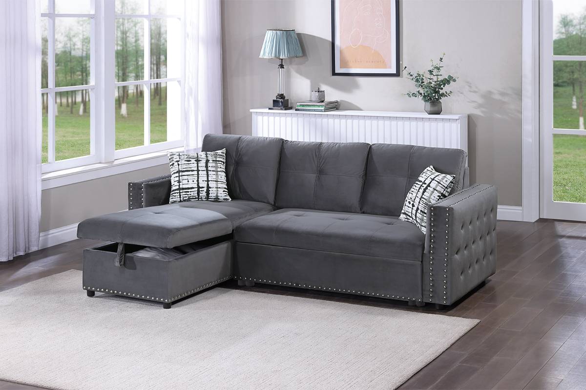 Reed Convertible Sectional F8540 - Gray – Caprice Furniture